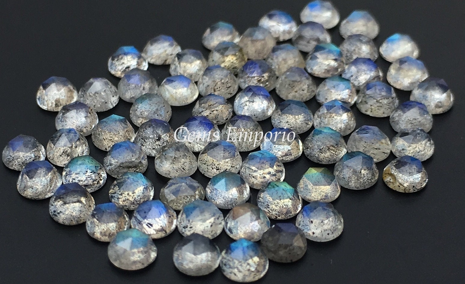 Natural Labradorite 3 Mm Round Rose Cut Cabochons. Fine Quality With ...
