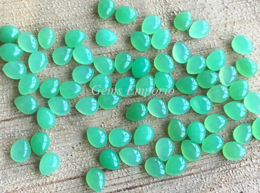 Natural Chrysoprase Gemstone, Pear Shape Cabochons, Size 5x4 Mm, Fine ...