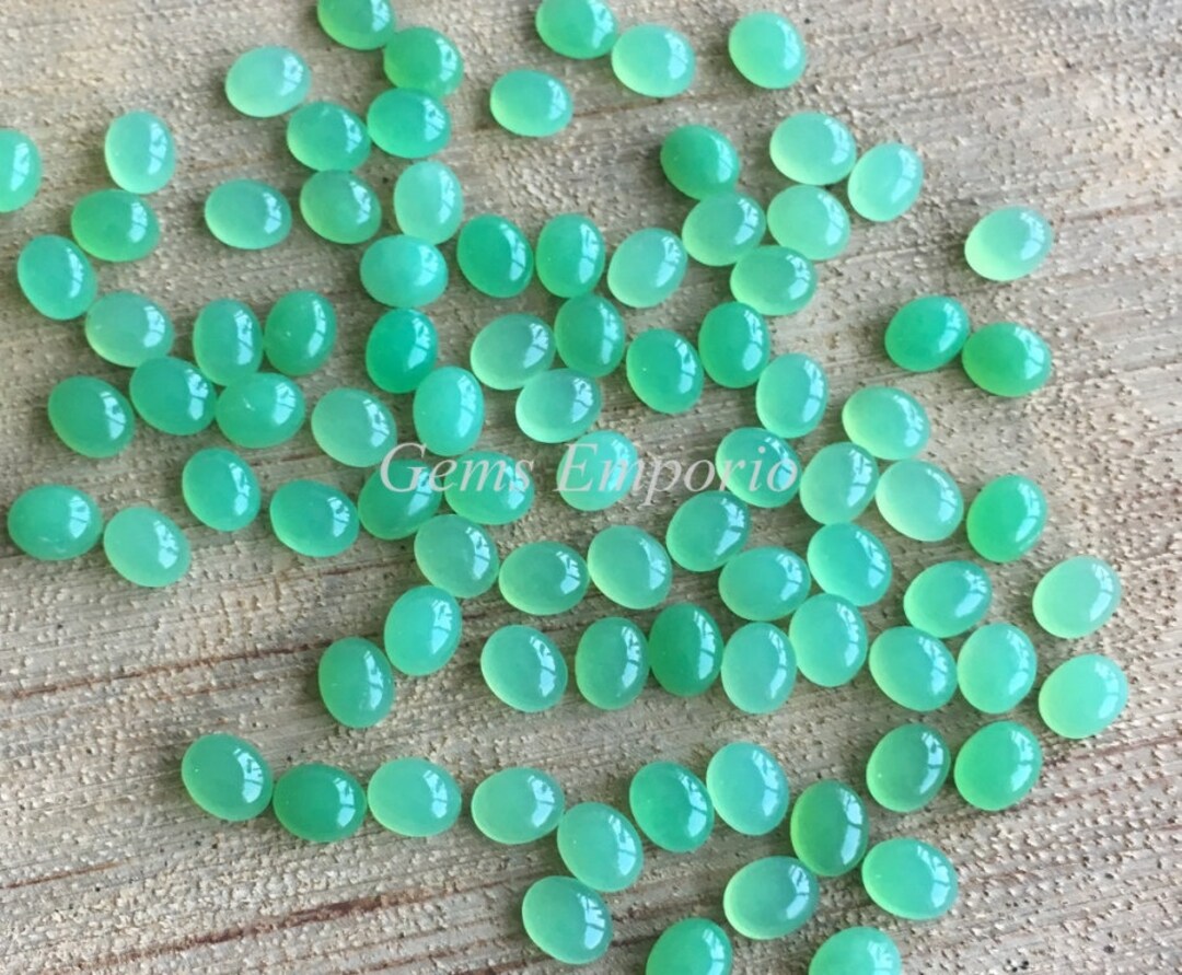 Natural Chrysoprase Gemstone, Oval Shape Cabochons, Size 4x3 Mm, Fine ...