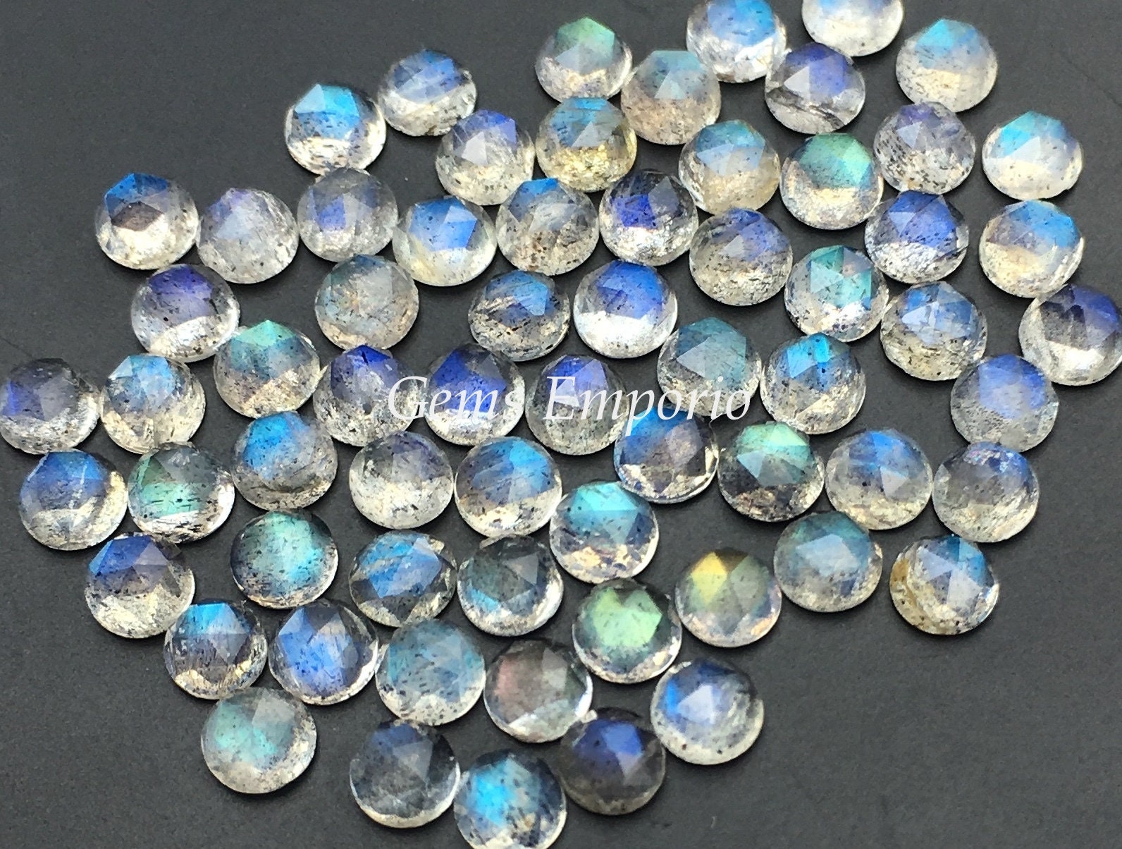 Natural Labradorite 3 Mm Round Rose Cut Cabochons. Fine Quality With ...