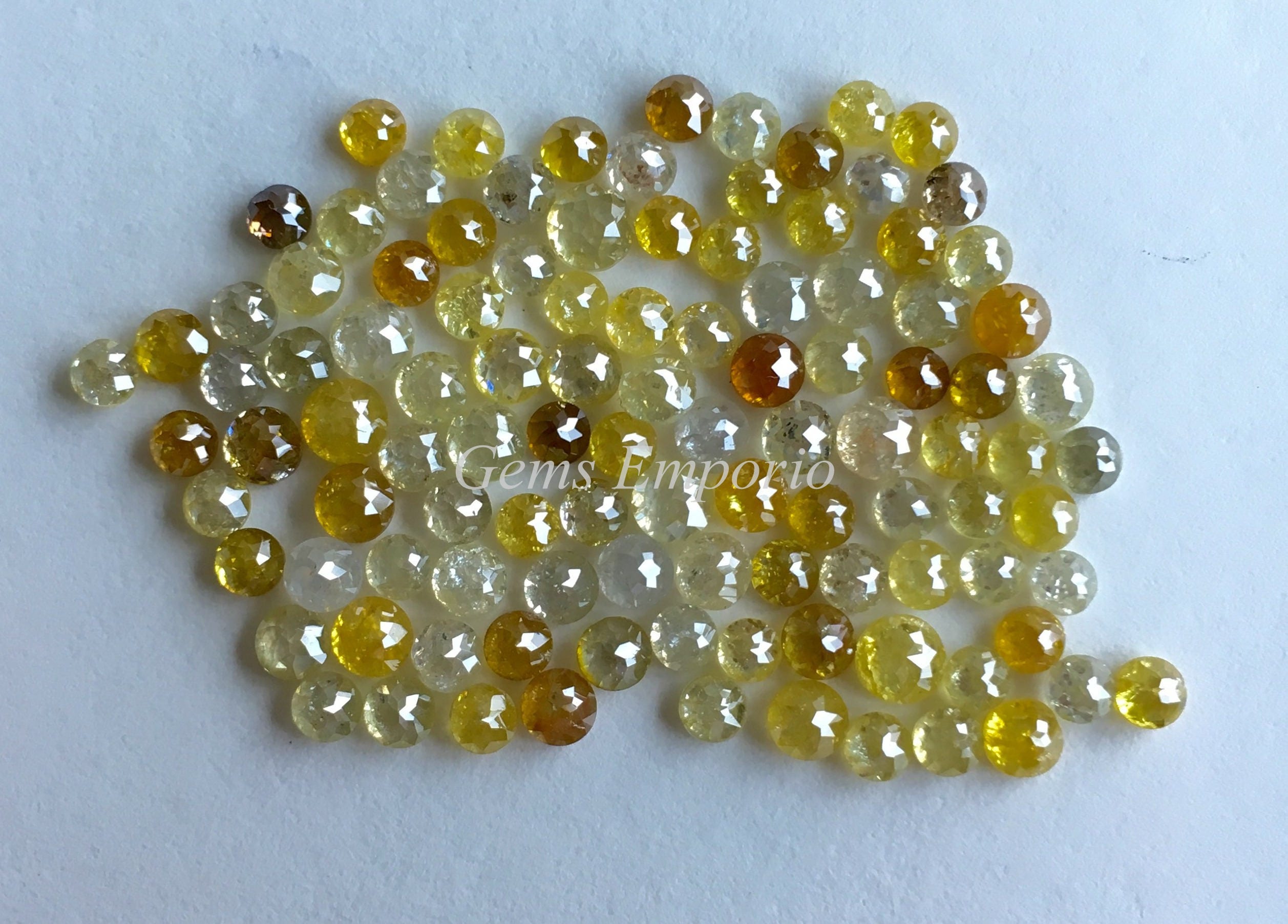 Natural Rose Cut Diamond Fancy Color Diamond Yellow Diamond - Etsy