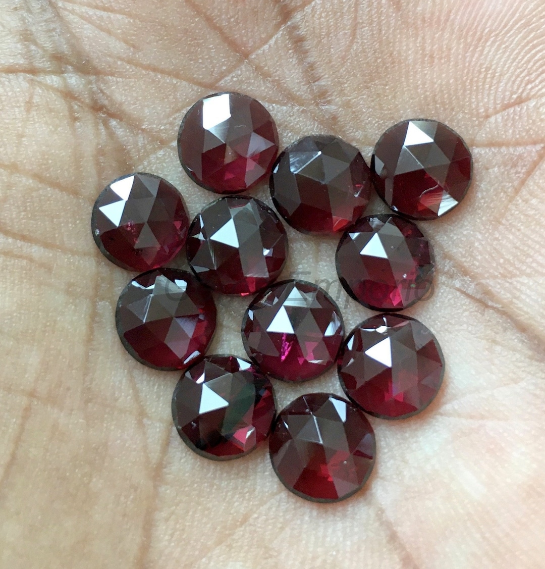 Natural Garnet Rose Cut Round Cabochons, Size 8 Mm, Garnet Faceted Cabs ...