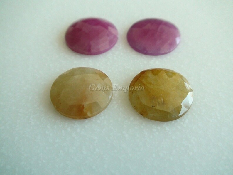 Natural Ruby and Yellow Sapphires Rose Cut Rounds. Size 14 Mm. - Etsy