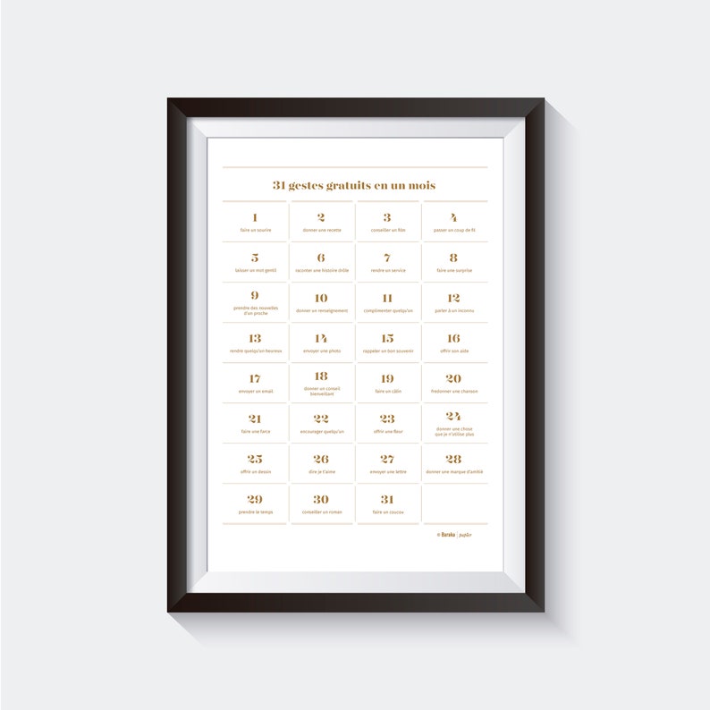 31 Free Gestures in One Month Displays A3 Large-format - Etsy