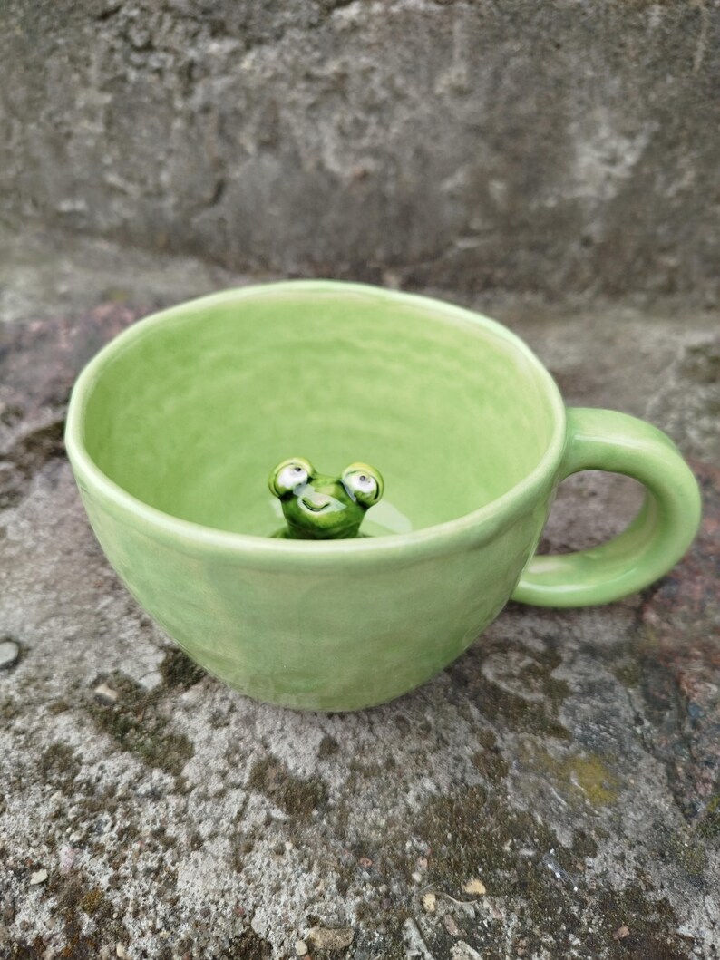 Frog Mug Ceramic , Animal Mug , Mug With Animal Inside, Frog Lowers ...