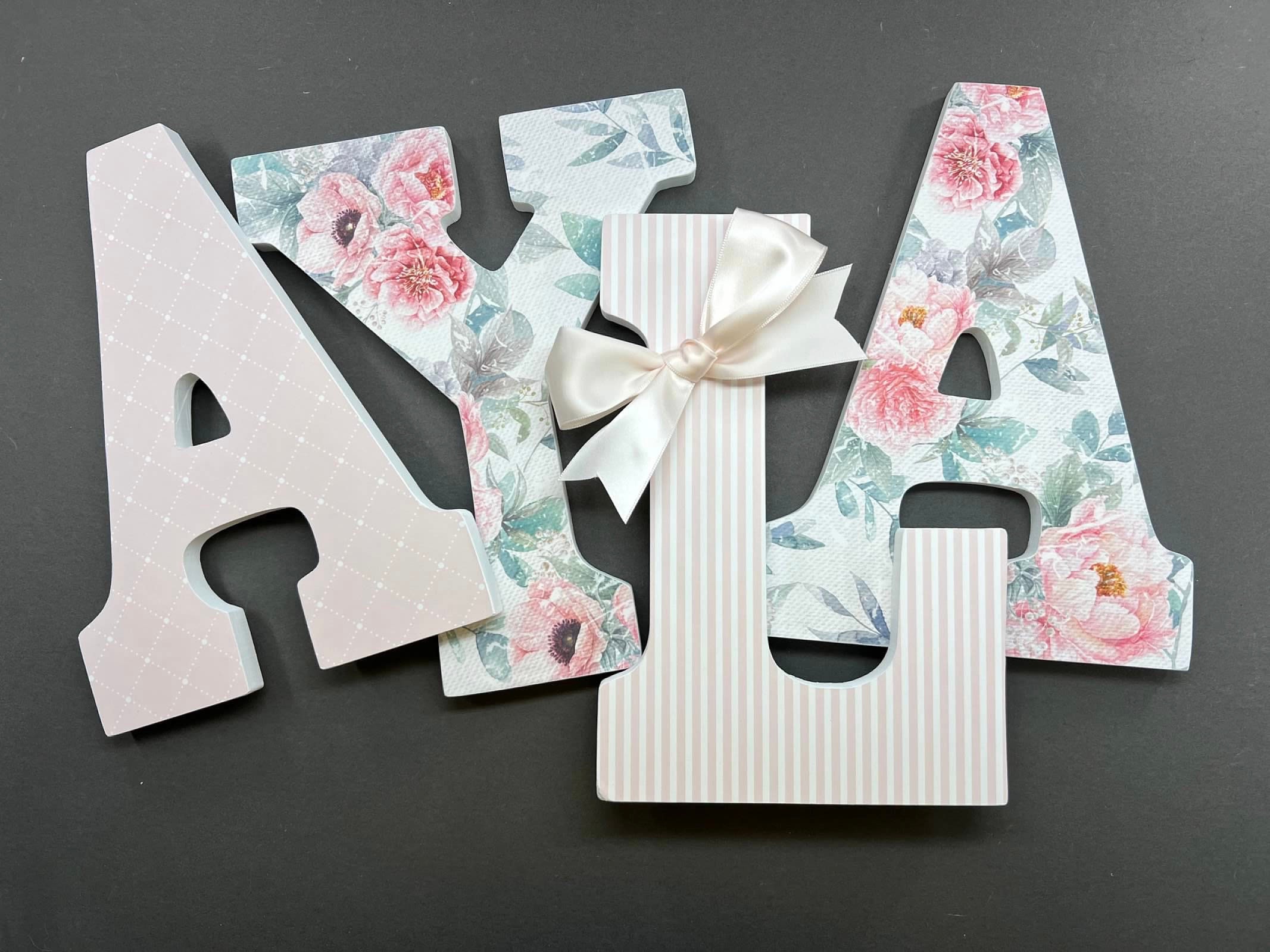 Girls Blush Pink Floral Nursery Letters Room Letters Wall - Etsy