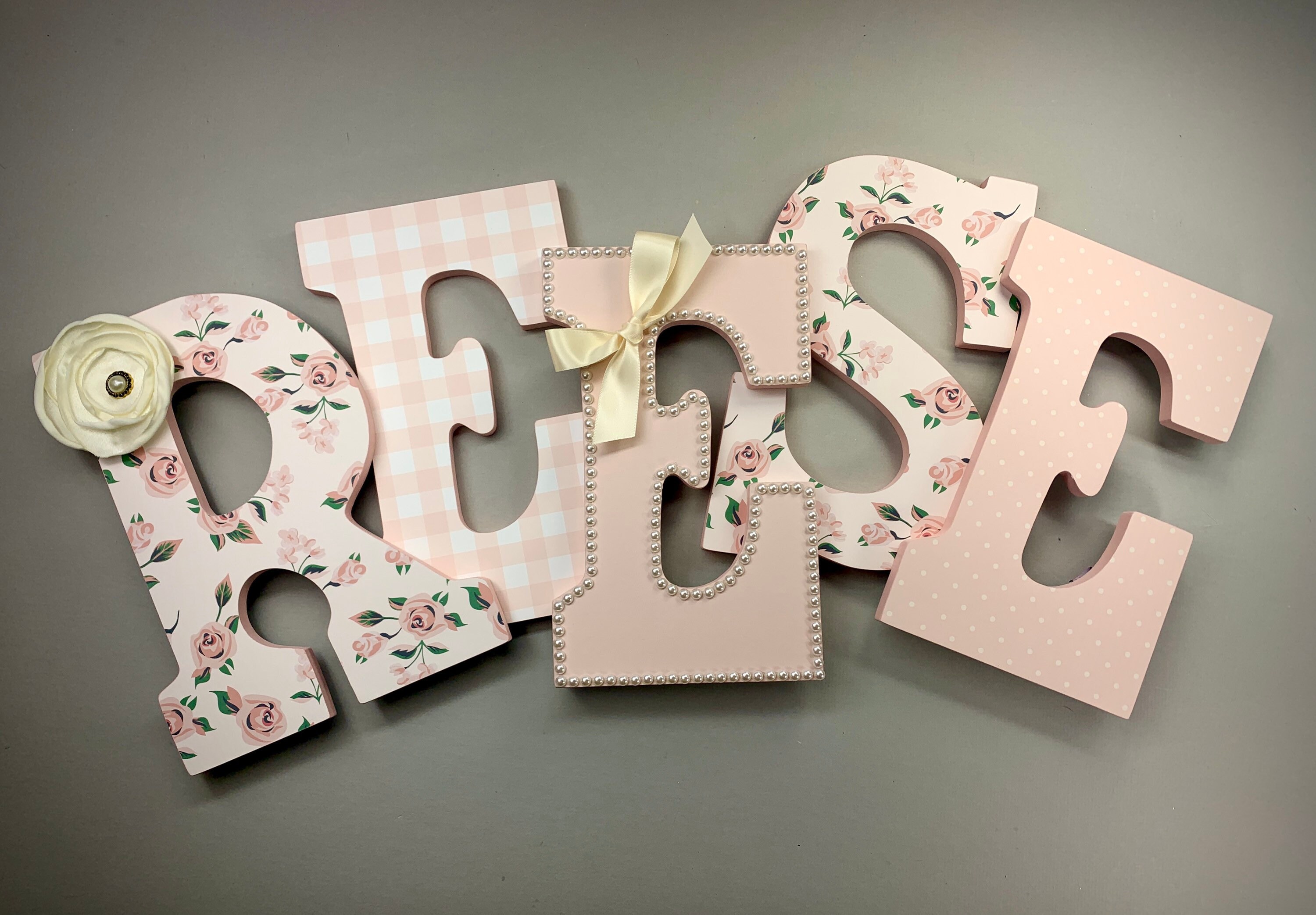 Blush Pink and Cream Nursery Letter Blush and Ivory Name - Etsy