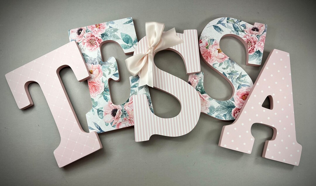Girls Blush Pink Floral Nursery Letters Room Letters Wall - Etsy