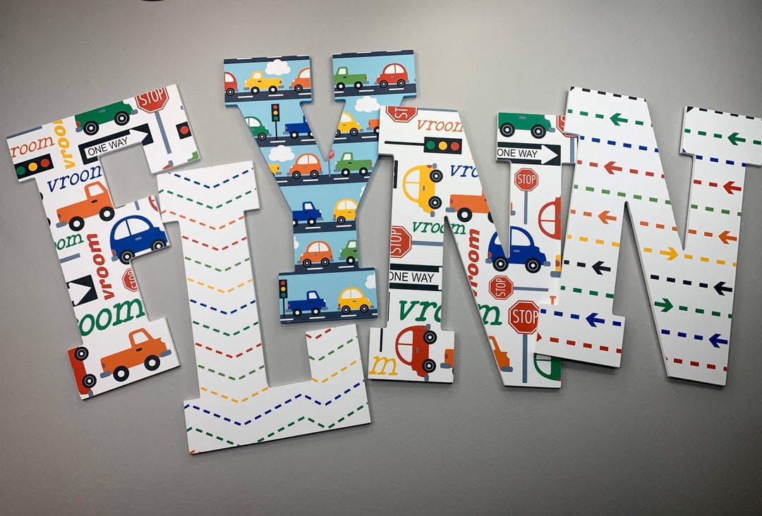 Flynn, Boys Car and Truck Letters, Transportation Letters, Nursery ...