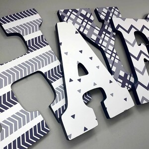Boys Blue Grey White Room Letters, Boys Blue Grey Nursery Letters, Wall ...