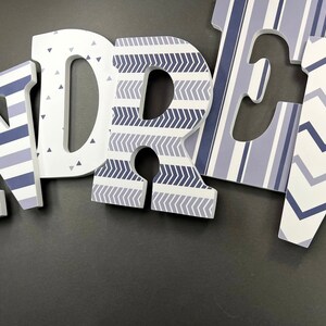 Boys Blue Grey White Room Letters, Boys Blue Grey Nursery Letters, Wall ...