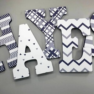 Boys Blue Grey White Room Letters, Boys Blue Grey Nursery Letters, Wall ...