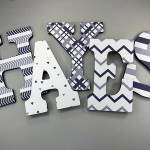 Boys Blue Grey White Room Letters, Boys Blue Grey Nursery Letters, Wall ...