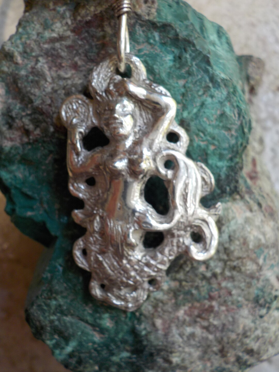 Sterling Heraldic Mermaid Pendant - Etsy