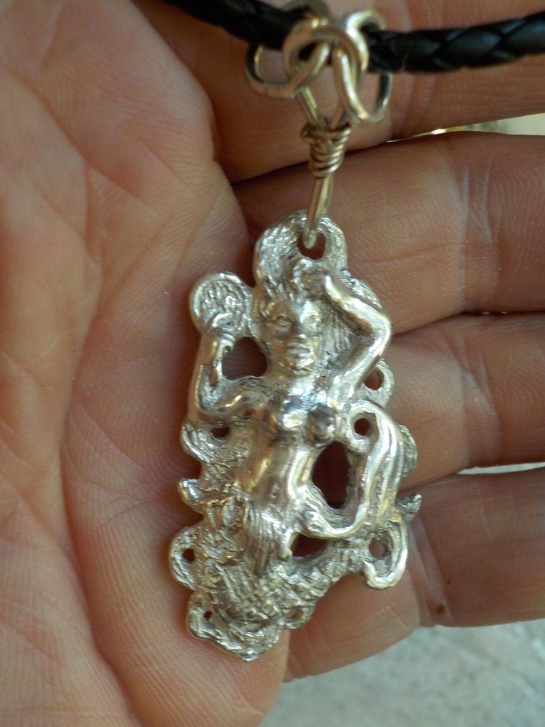 Sterling Heraldic Mermaid Pendant - Etsy
