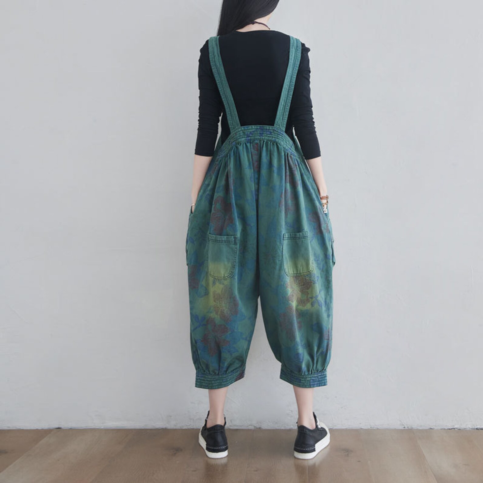 Ropa suelta de otoño femenino estampado floral rasgado jeans - Etsy España