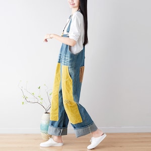 Womens Loose Fitting Ripped Patch Overalls With Pockets - Etsy