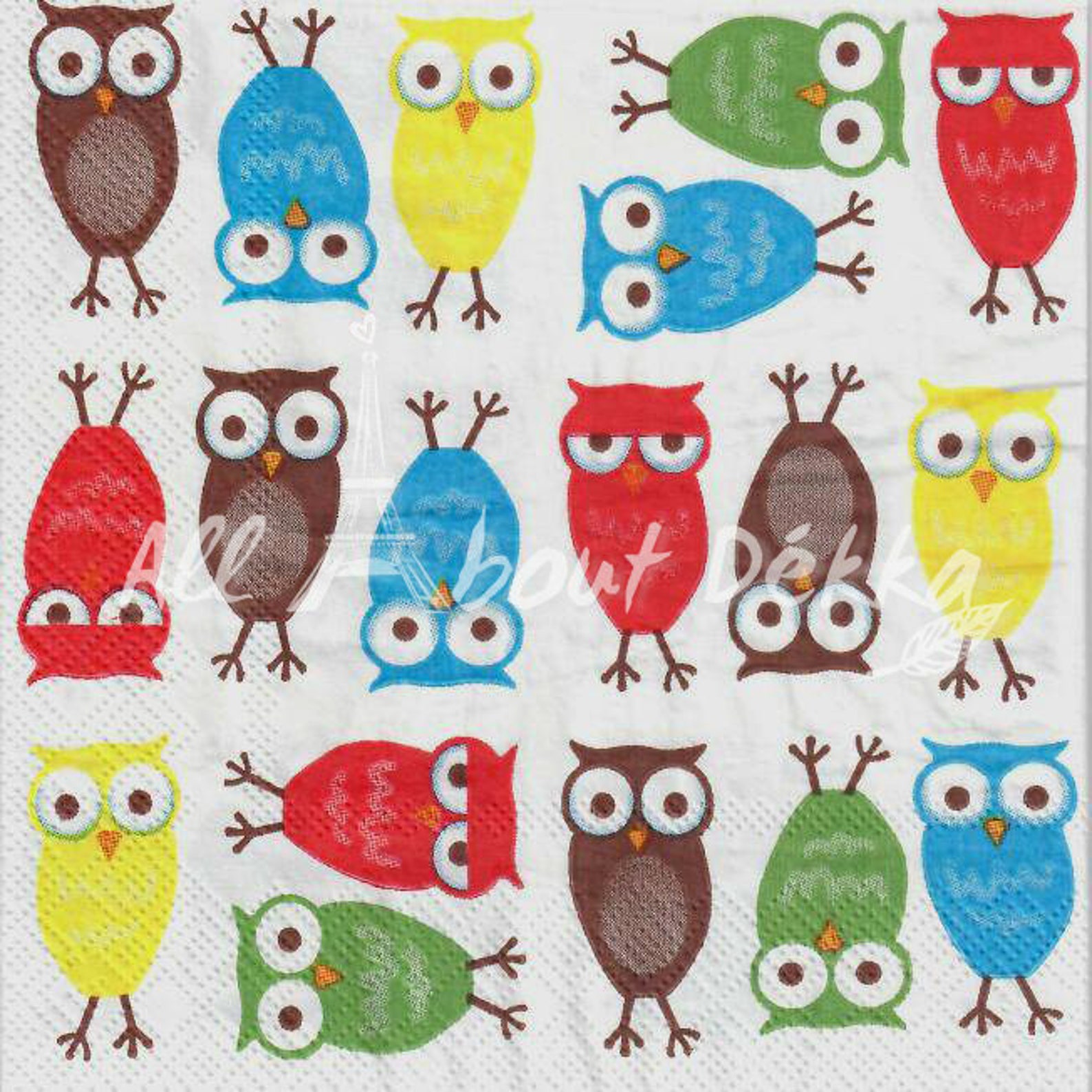 Decoupage Napkins Set of 4 - Christmas, Kawaii Owls, Collage of 4 ...