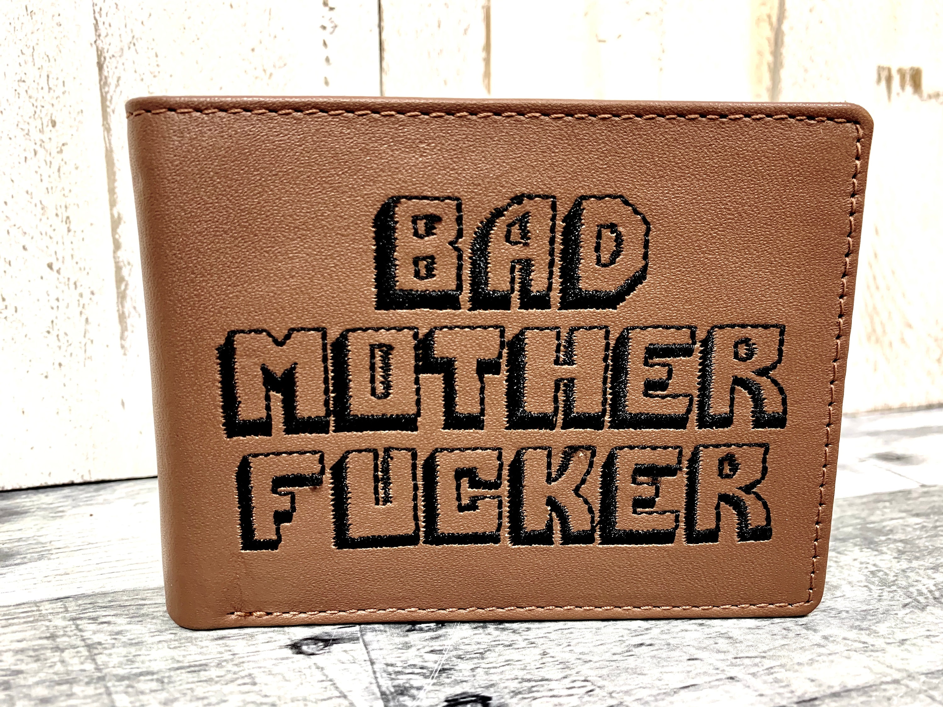 The Original BMF® Bad Mother Fcker Brown Leather Wallet 100% | Etsy