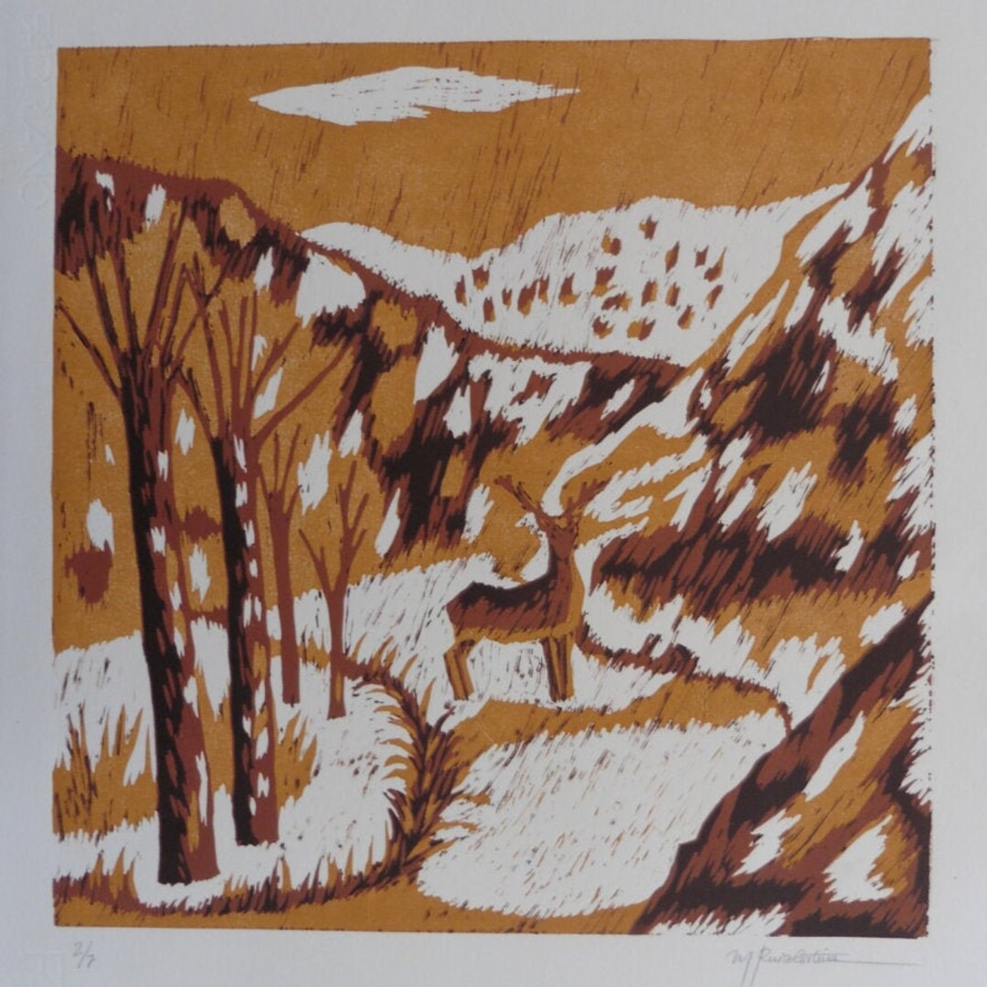 DEER XYLOGRAPHY Linocut of a Deer Gravure of the Woods - Etsy