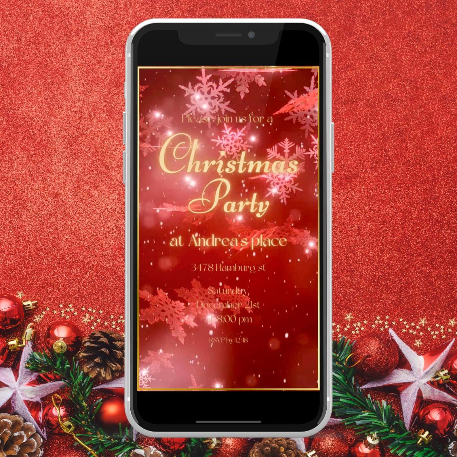 Digital Christmas Party Invitation, Christmas Party Video Invitation ...