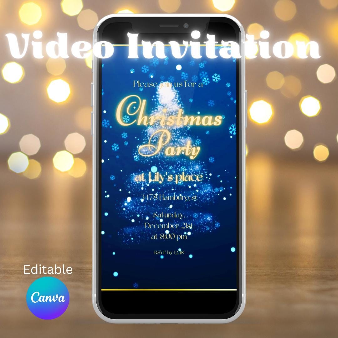 Christmas Party Video Invitation, Christmas Party Invitation, Christmas ...