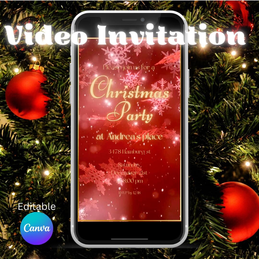 Digital Christmas Party Invitation, Christmas Party Video Invitation ...