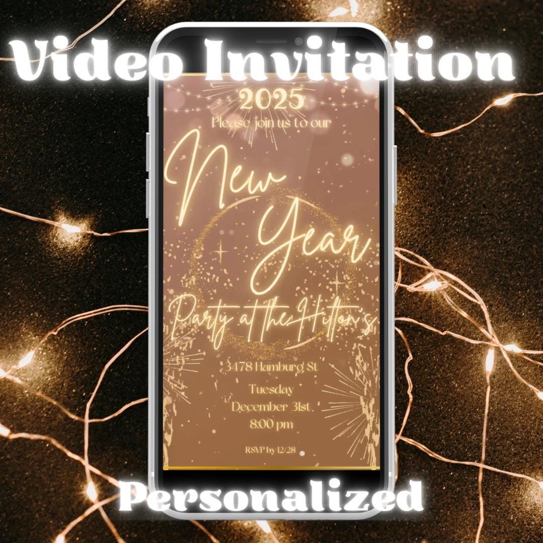 New Year Party Video Invitation, New Year Party Digital Invitation, New ...