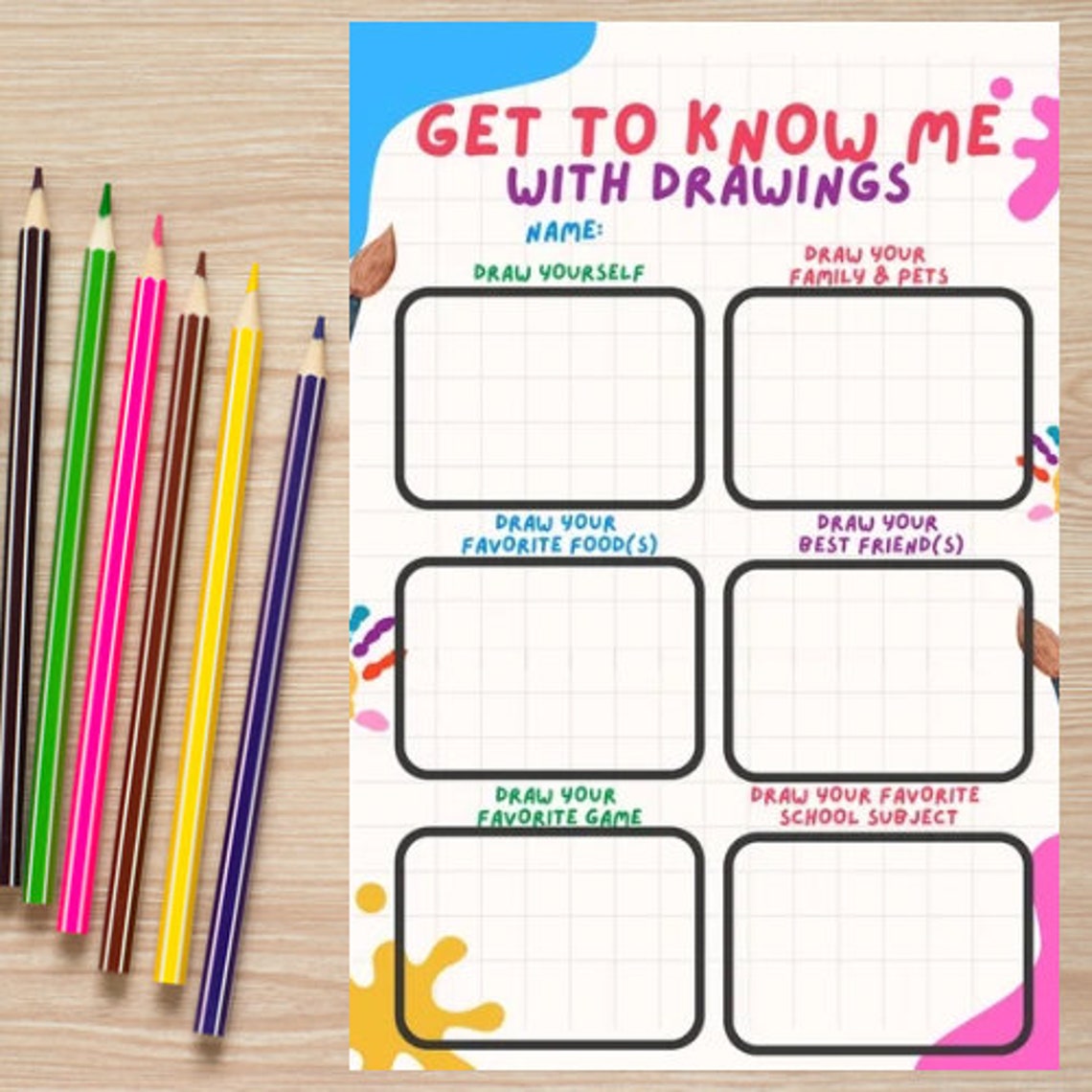 Get to Know Me With Drawings Back to School Activity First Day Meet ...