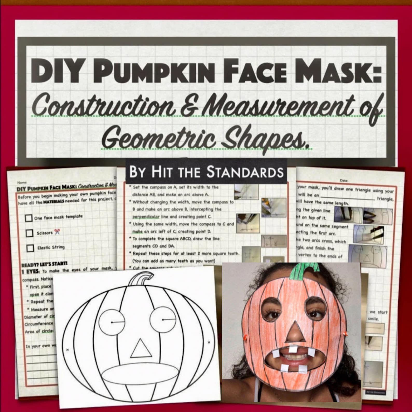 Pumpkin Mask Template, Printable Pumpkin Template, Halloween Mask ...
