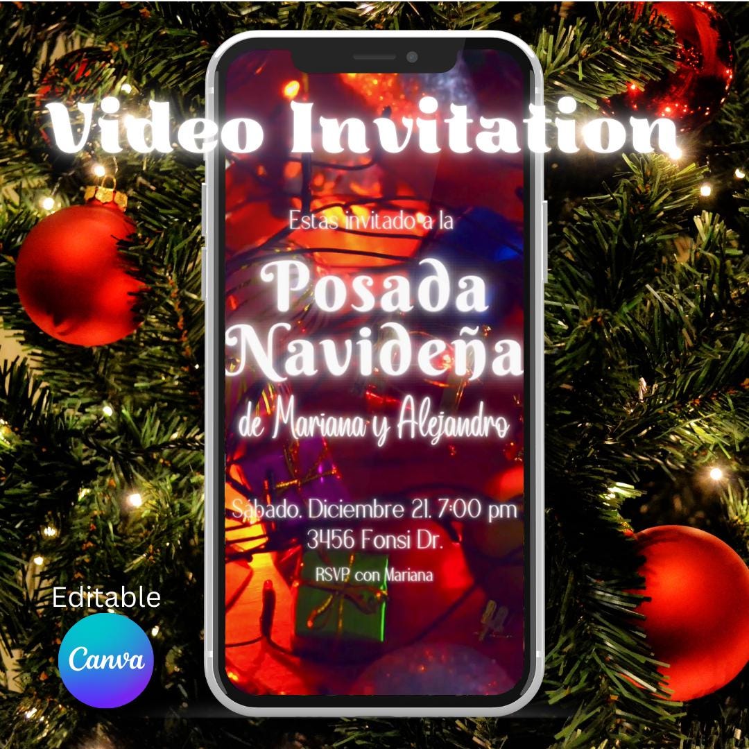 Video Invitation Posada Navideña, Invitacion Posada Navideña, Christmas Party Video Invitation ...