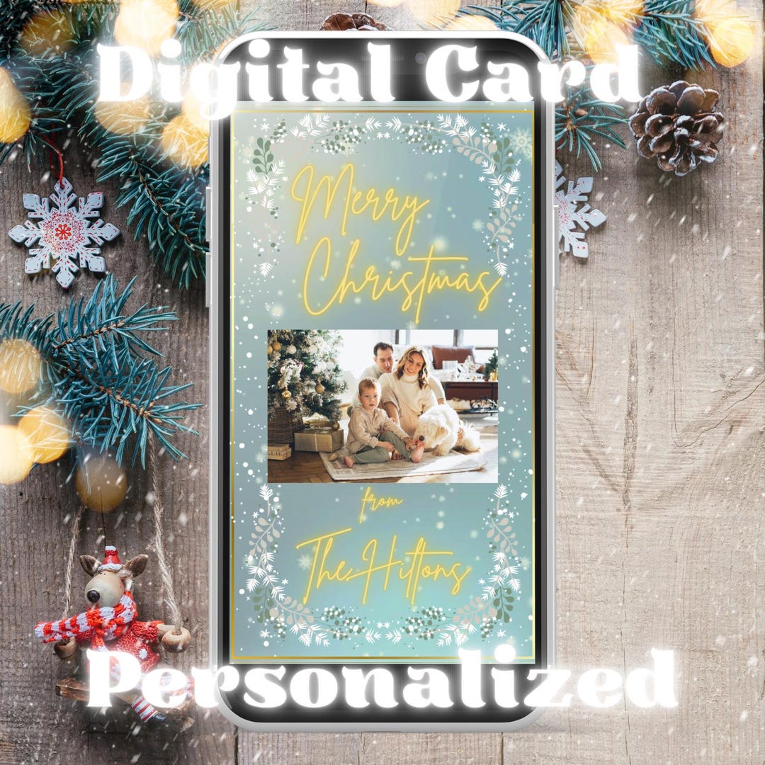 Merry Christmas Digital Card, Personalized Merry Christmas Card, Merry ...