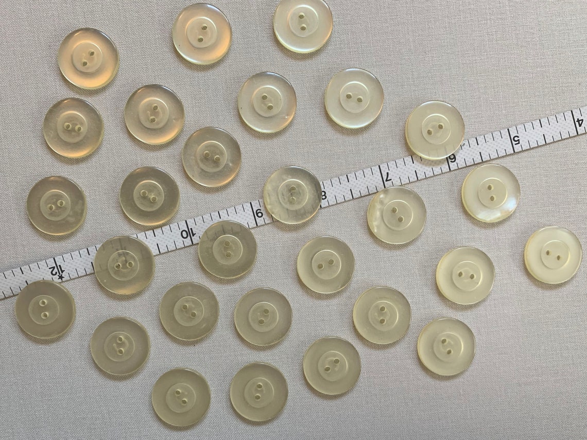 Button Lot of Large Pale Yellow Plastic 2 Hole Button Lot of 28 ...