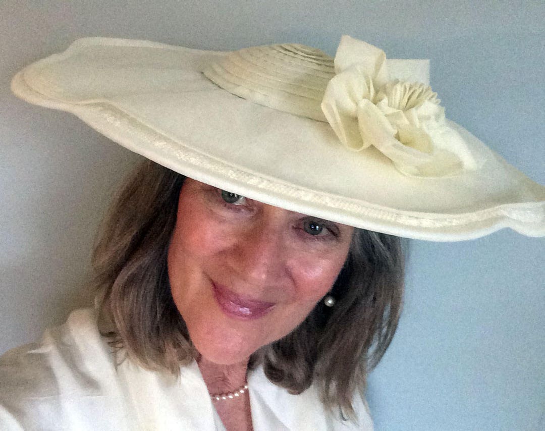 Women's Original Formal Hat Ivory Silk Organdy Wide Brim Hat Special ...