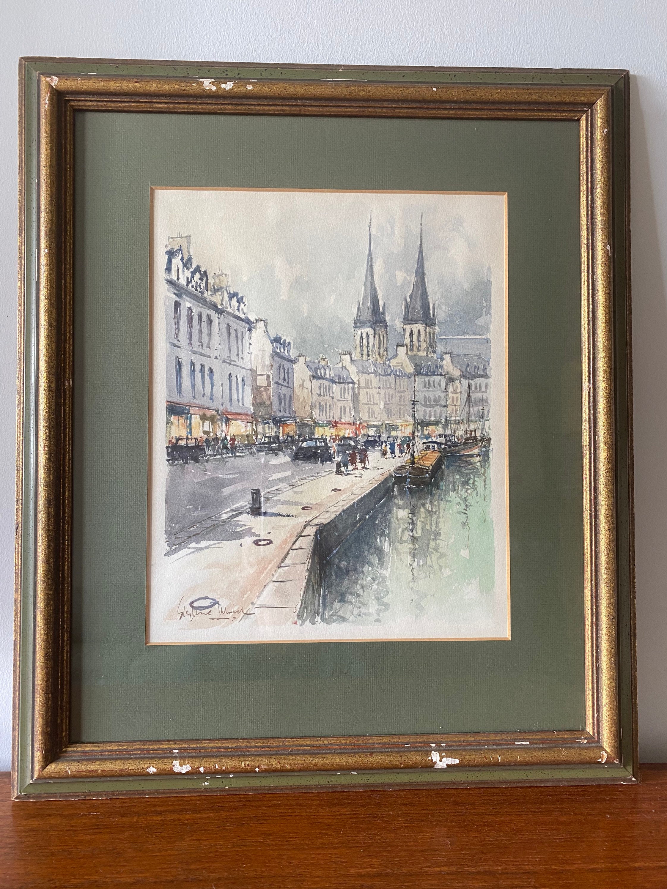 Vintage Stéphane Wrobel Watercolor of Parisian Scene 50-60s - Etsy