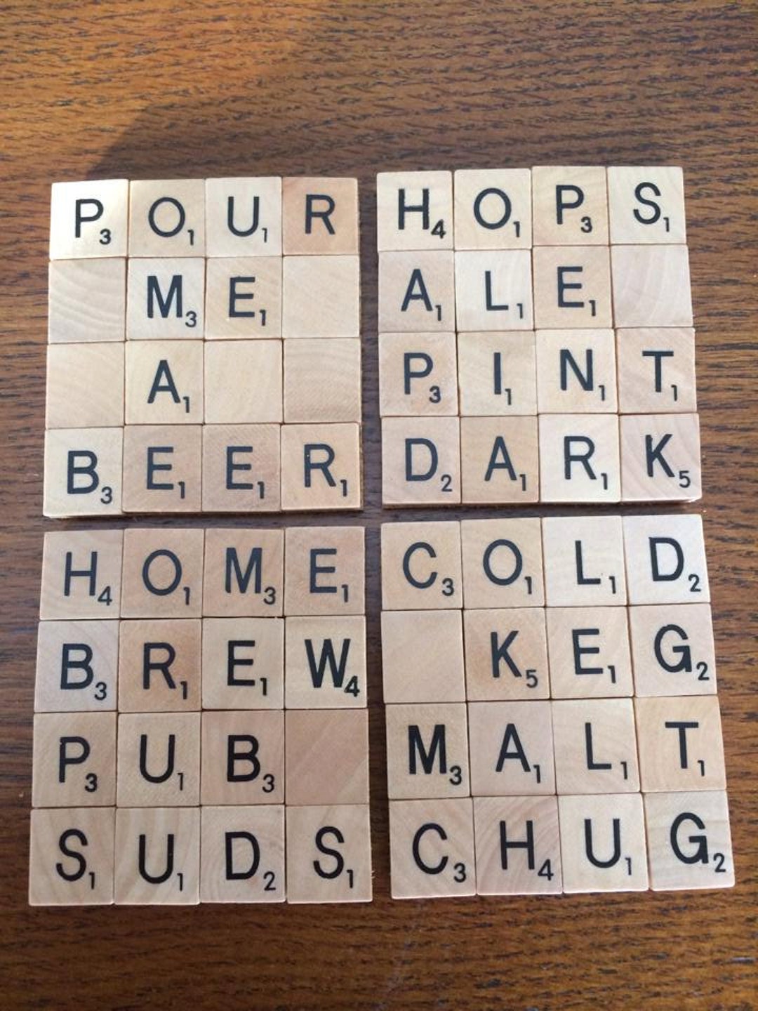 Beer Themed Scrabble Tile Coasters Set/4 - Etsy