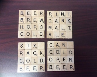 Coffee Themed Scrabble Tile Coasters | Etsy