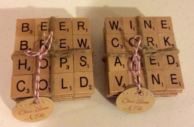 Coffee Themed Scrabble Tile Coasters - Etsy