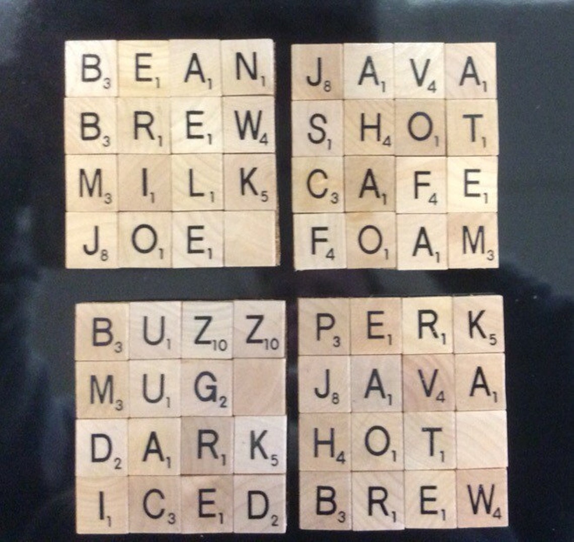 Coffee Themed Scrabble Tile Coasters - Etsy