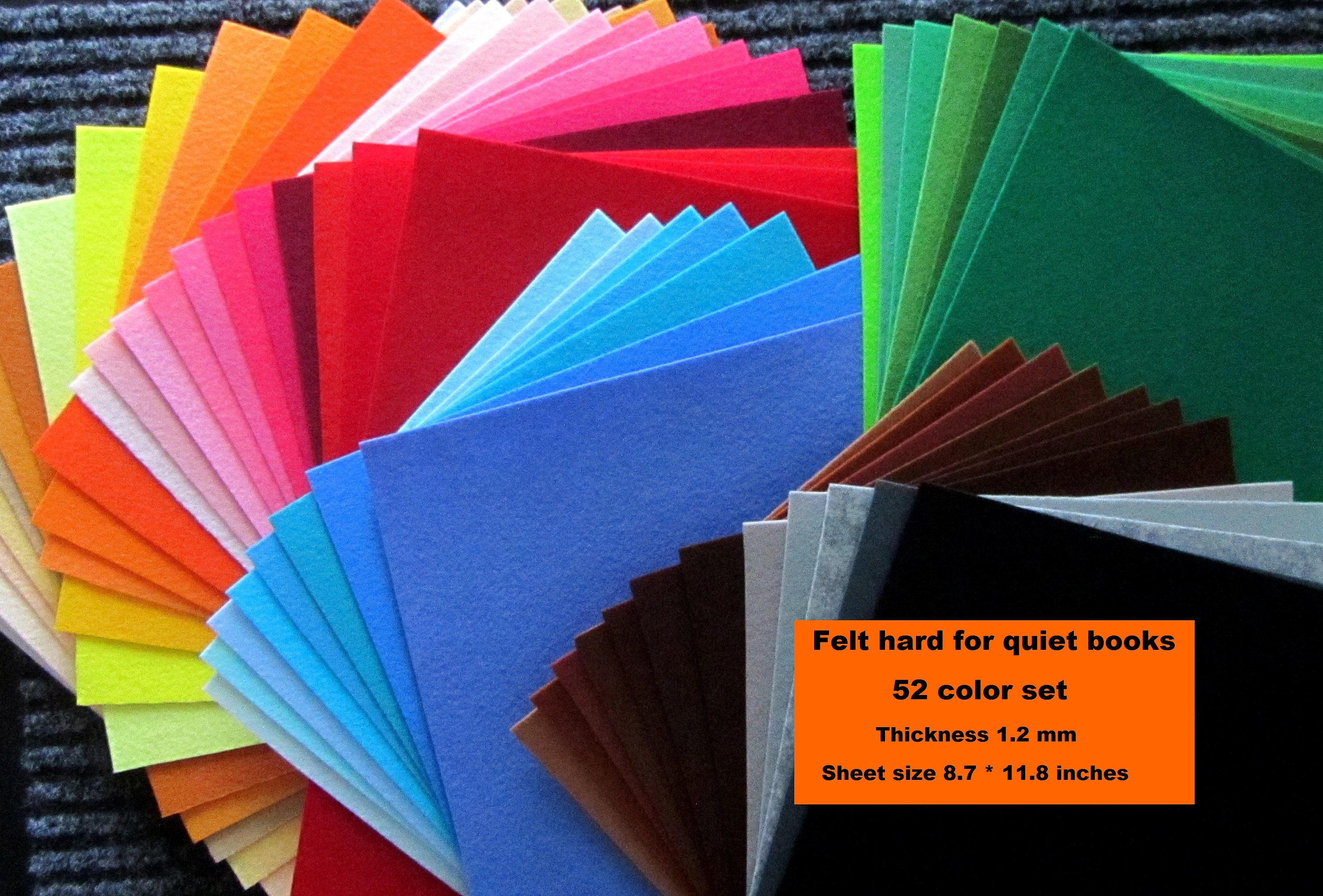 Hard Felt Korean Set 52 colour 1.2 mm Thickness Sheet 3 sizes | Etsy