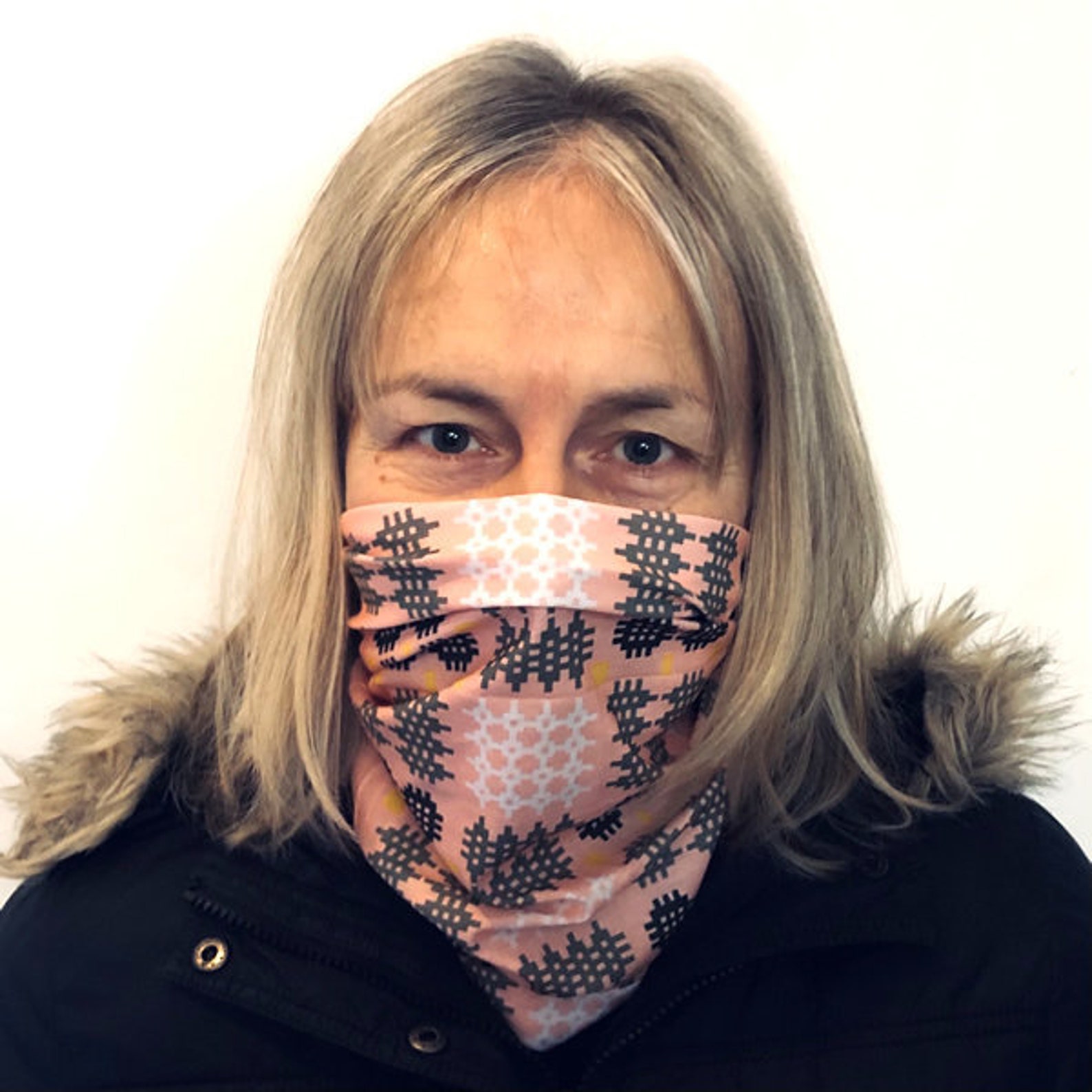 Welsh Tapestry Design Pink Face Mask, Mouth Cover, Tubular Bandana ...