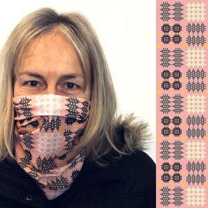 Welsh Tapestry Design Pink Face Mask, Mouth Cover, Tubular Bandana ...