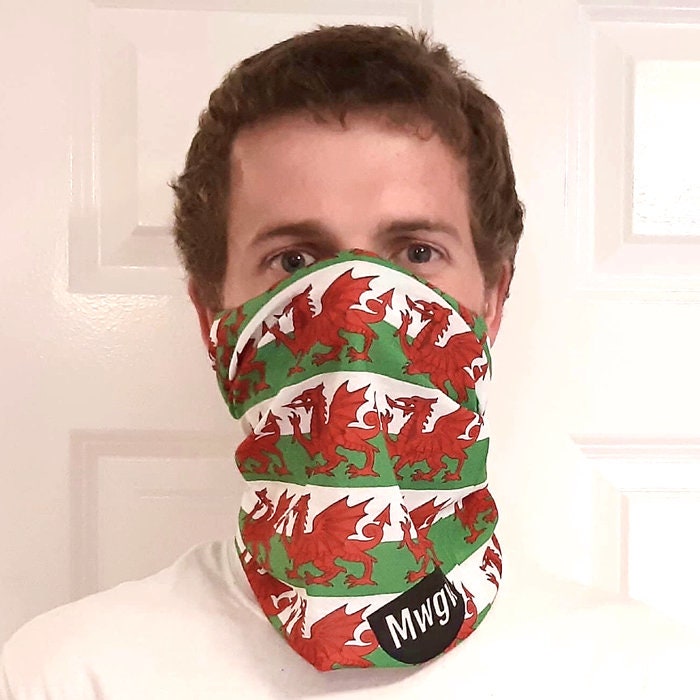 Welsh Flag Face Mask Red Dragon Wales Mouth Cover Tubular | Etsy
