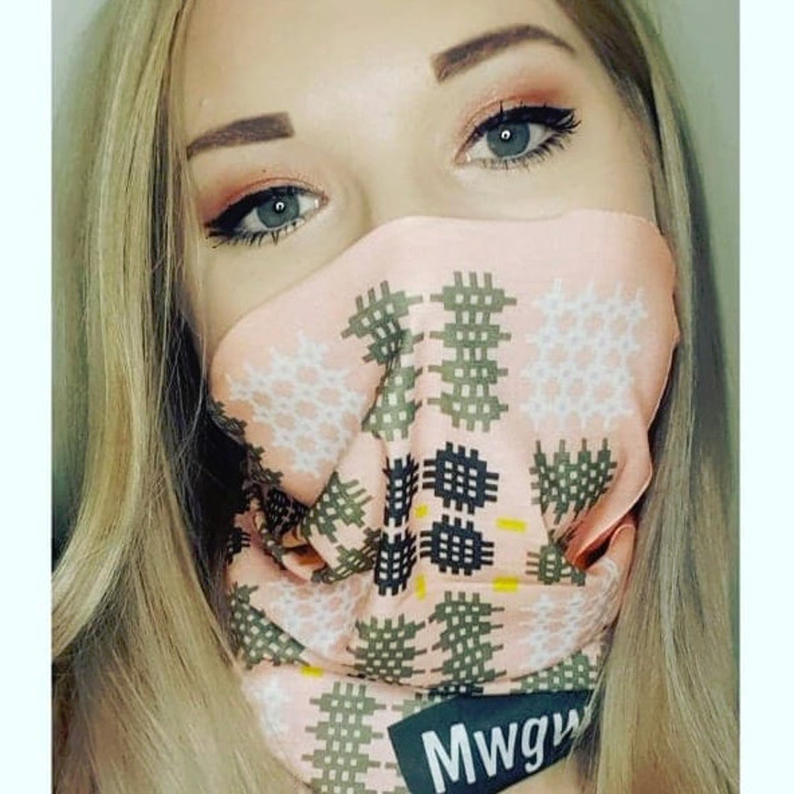 Welsh Tapestry Design Pink Face Mask, Mouth Cover, Tubular Bandana ...