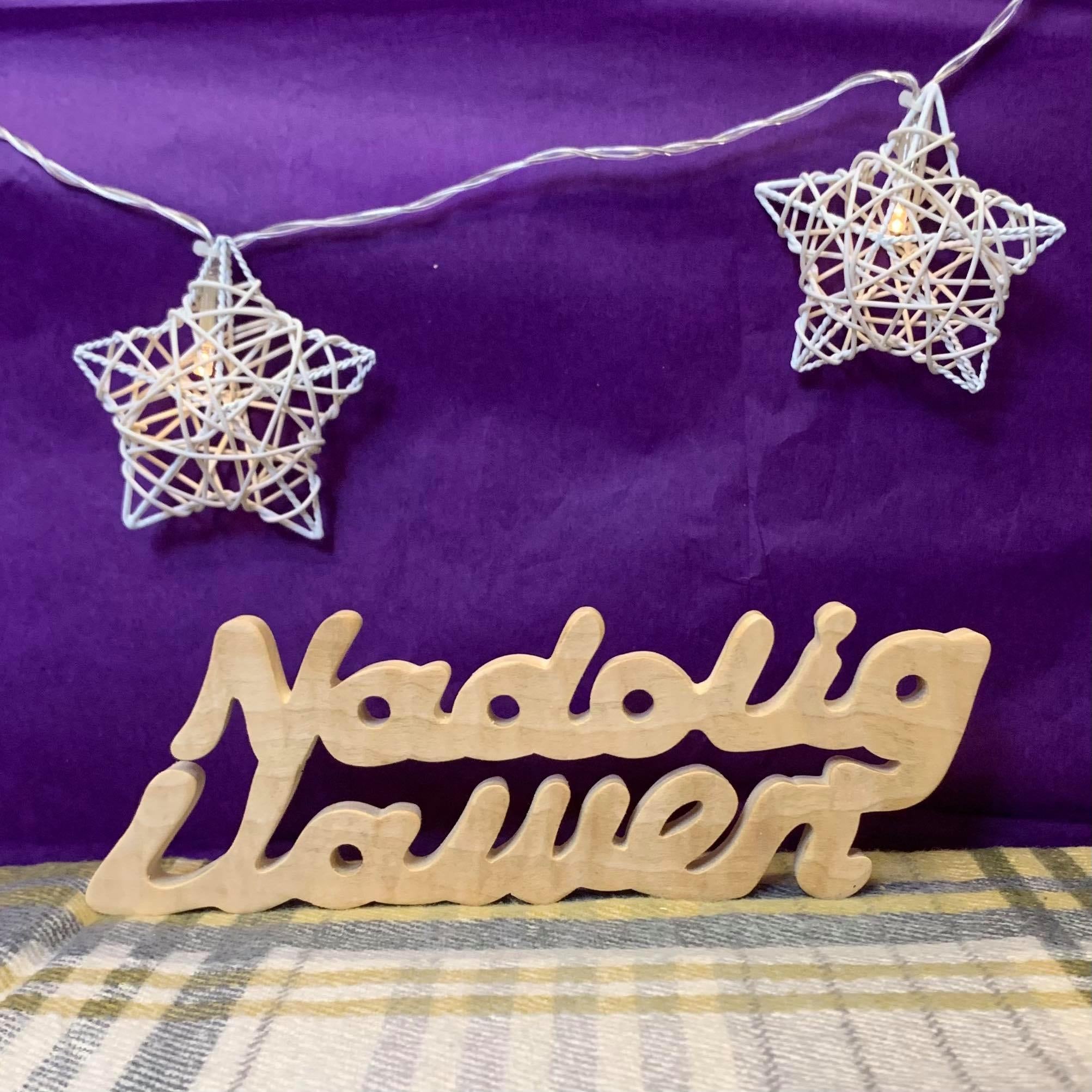 Buy NADOLIG LLAWEN - Freestanding Words in Wood Welsh Christmas ...