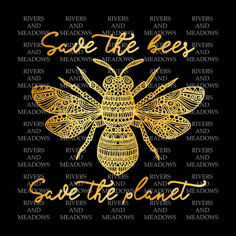 Save the Bees Digital Download, Printable Poster, Zentangle, Bee, Cut ...