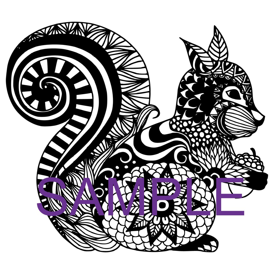 Zentangle Squirrel DIGITAL DOWNLOAD Printable, Cut File, Svg, Png - Etsy