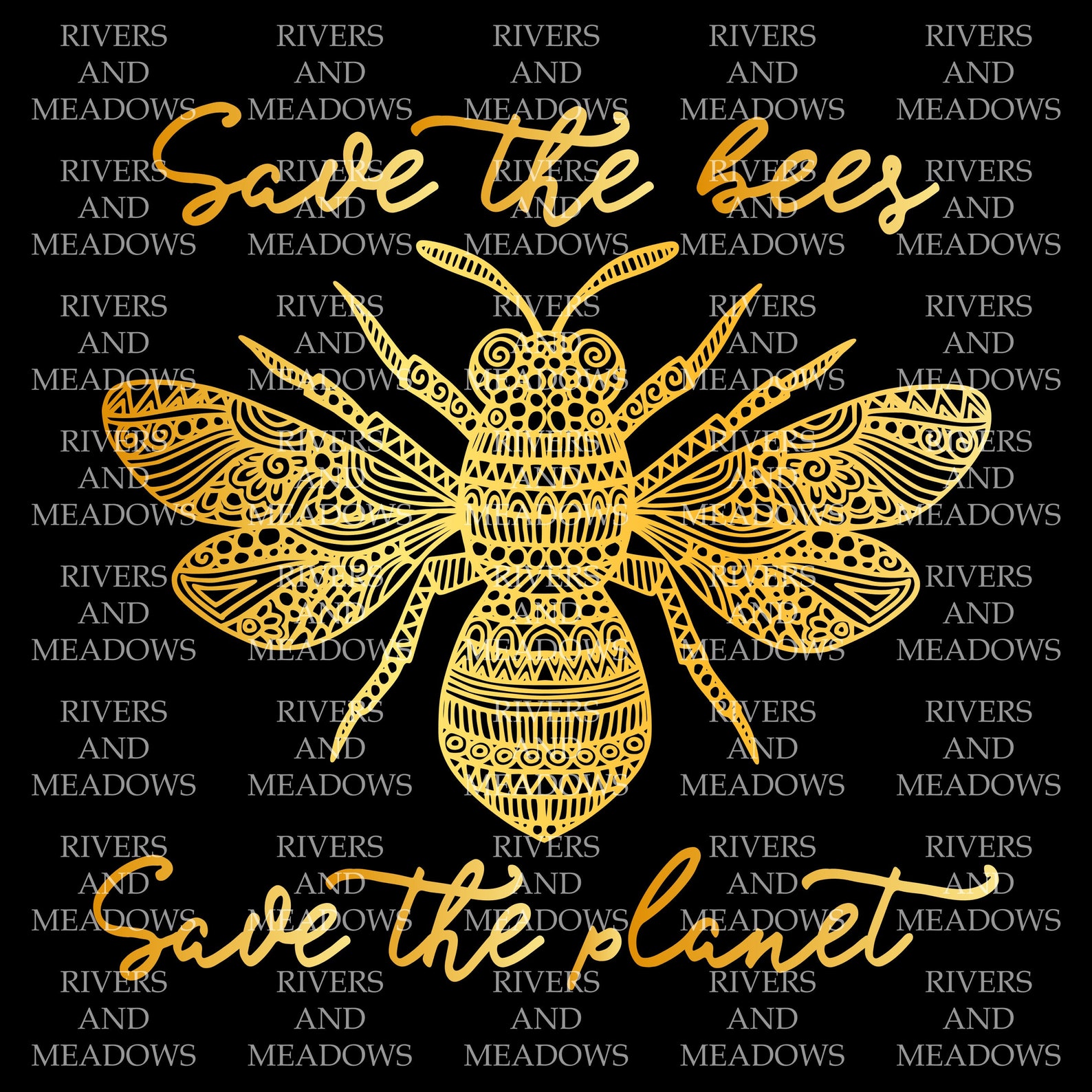 Save the Bees Digital Download, Printable Poster, Zentangle, Bee, Cut ...