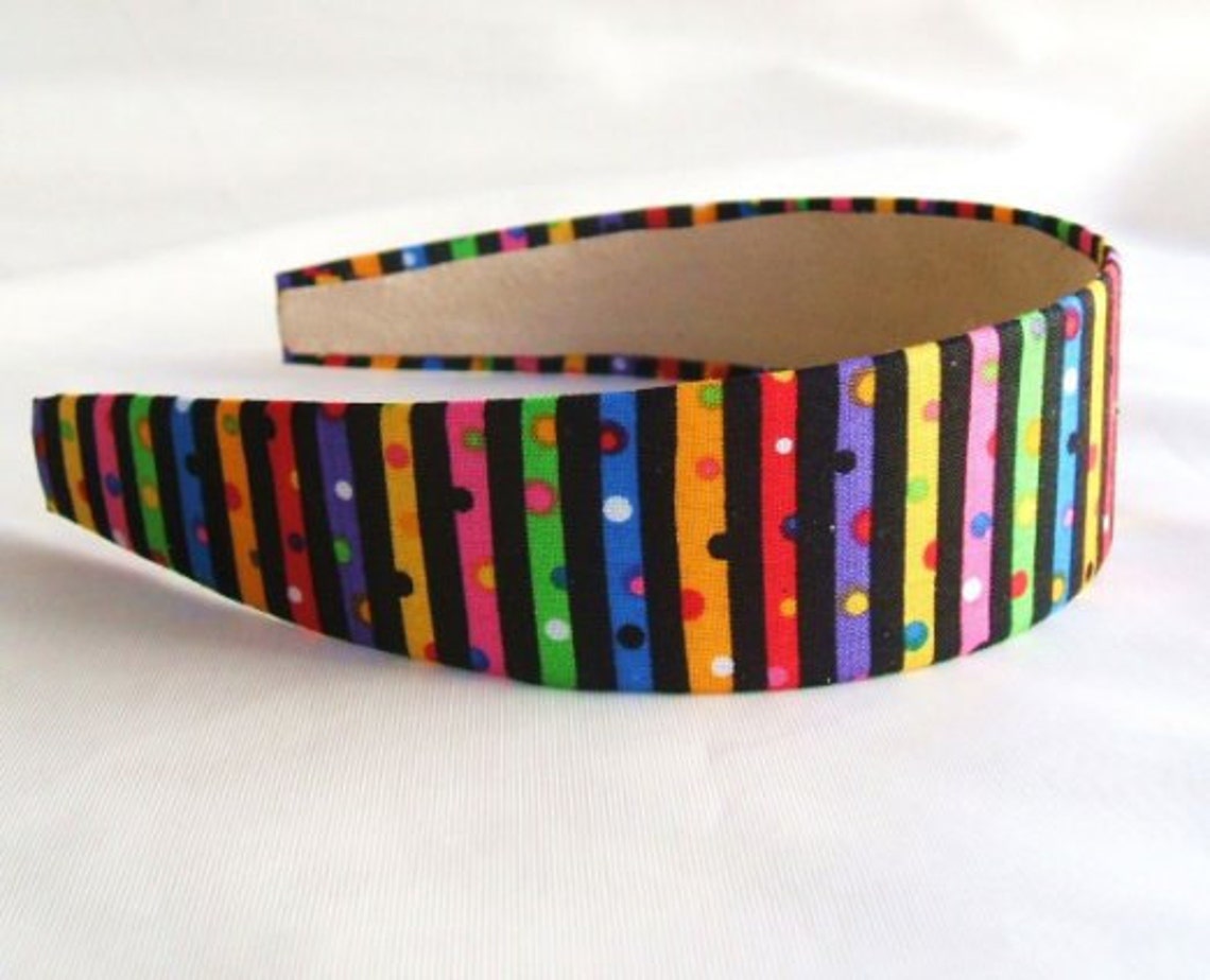 Headband in Cotton Fabric Lorenza Strips Multi Color | Etsy