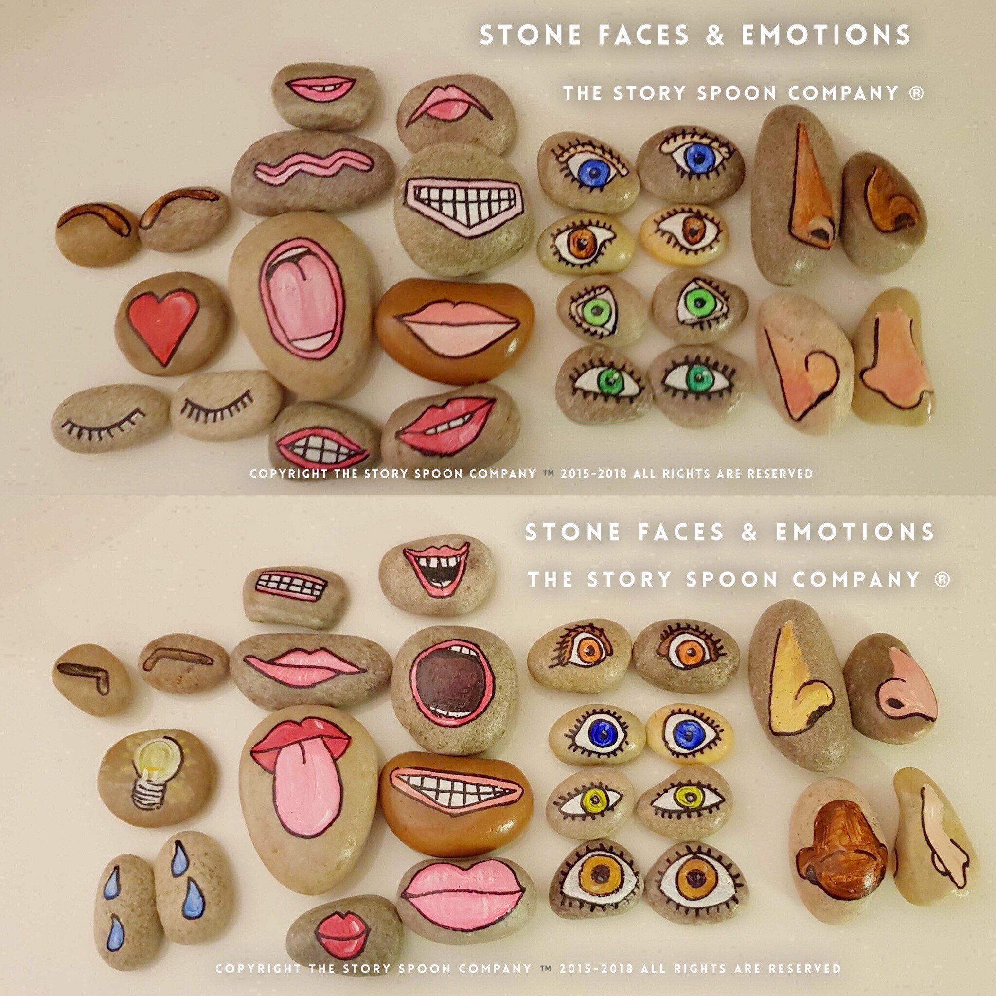 Face & Emotion Stones emotional happy sad confused | Etsy